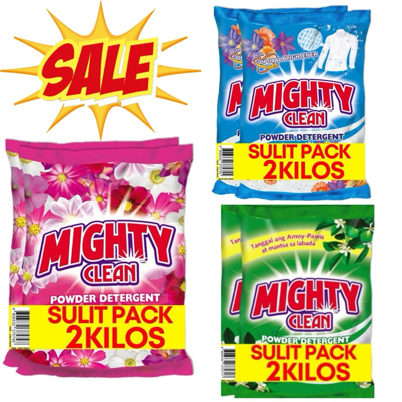 (Sulit Pack 2 Kilos) MIGHTY CLEAN POWDER DETERGENT Floral Garden Scent ...