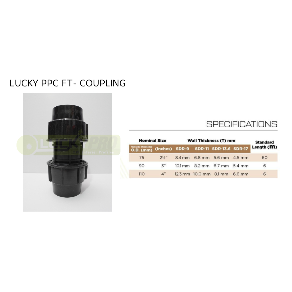 LUCKY PP COMPRESSION FITTINGS -COUPLING 75mm-110mm (2 1/2" - 4") | Shopee Philippines