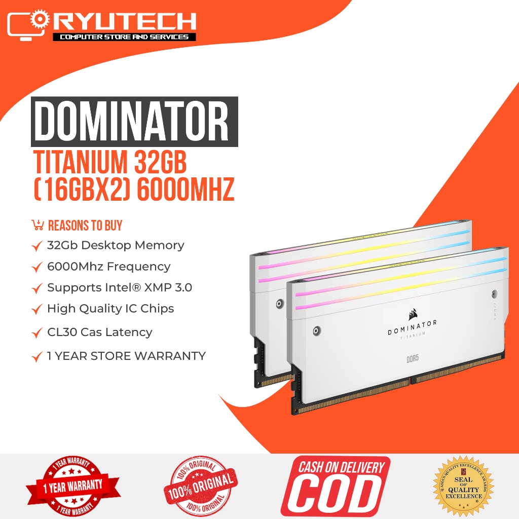 DOMINATOR TITANIUM 32GB (16GBX2) 6000MHZ - Intel XMP 3.0, CL30 Cas ...
