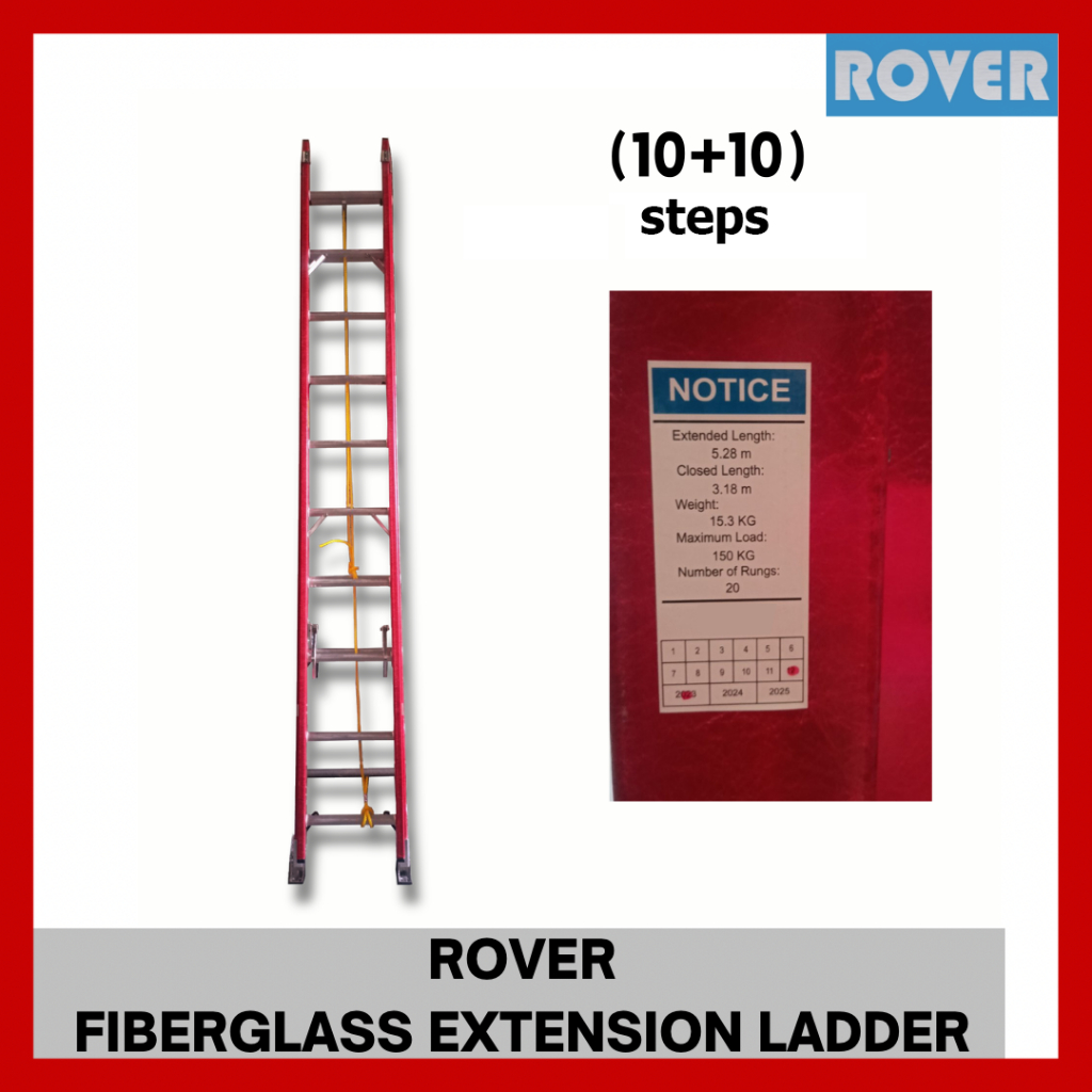 ROVER Fiberglass Extension Ladder 10+10 steps | Shopee Philippines