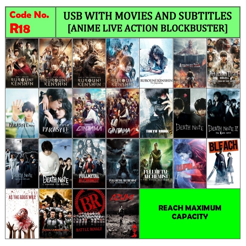 Flash Drive With Anime Live Action Blockbuster Movies Subtitle Included ...