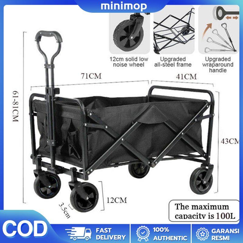 Camping trolley cart wagon trolley With Storage Basket Folding Wagon ...