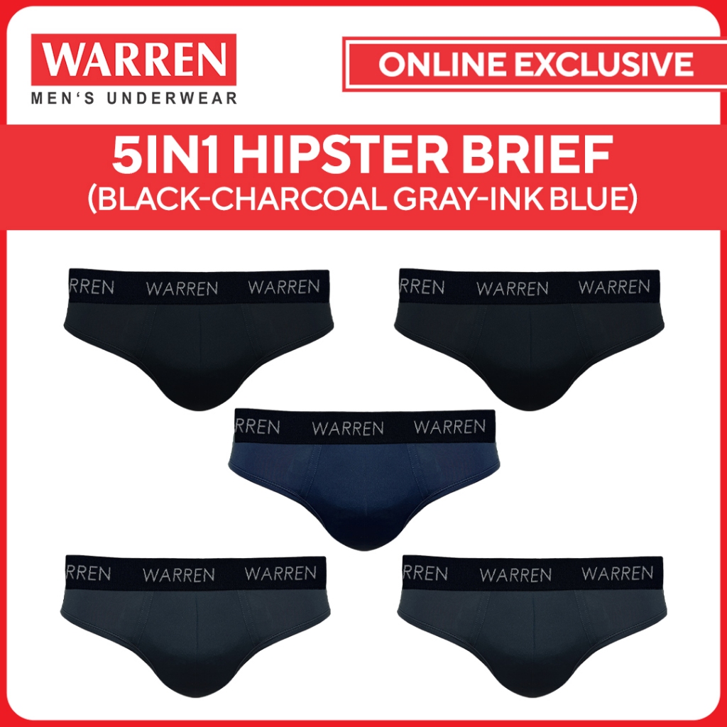 Warren 5in1 Hipster Brief (Black, Deep Gray, Ink Blue) 5-350 | Shopee ...