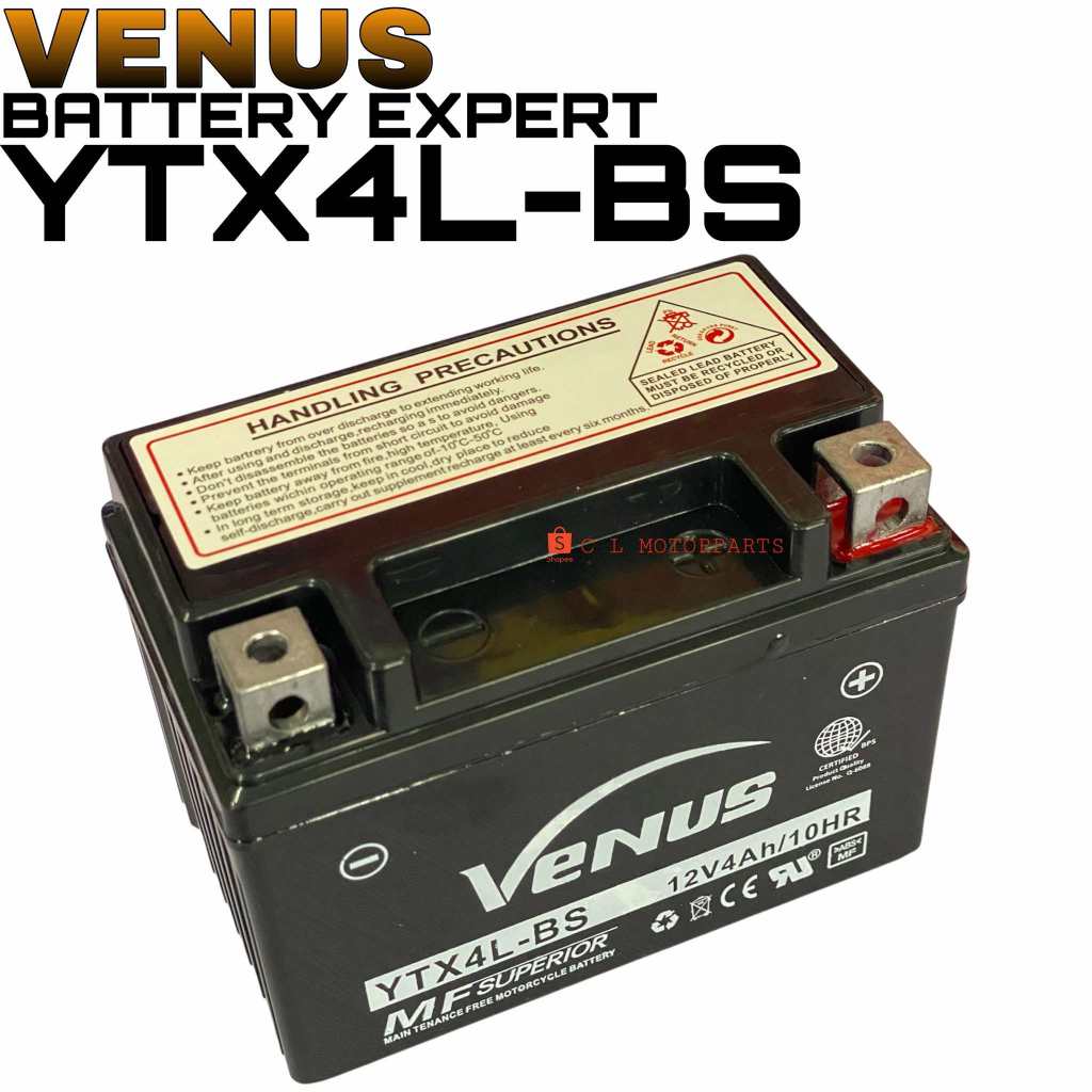 VENUS BATTERY EXPERT (YTX4L-BS) FOR CLICK125/BEAT/MIO I 125/SMASH115 ...