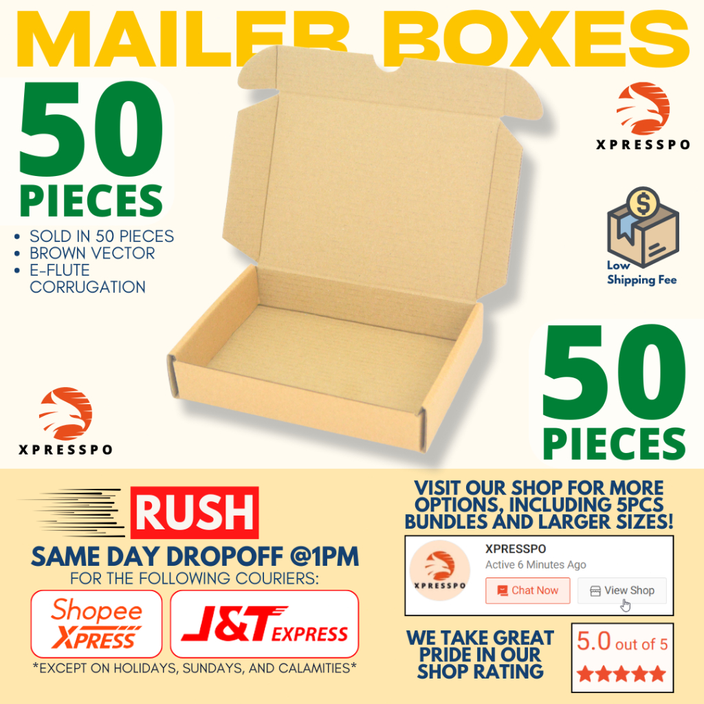 ♠️ 50 pcs MAILER BOXES (RUSH @1 PM D-OFF), Packaging Corrugated Gift ...