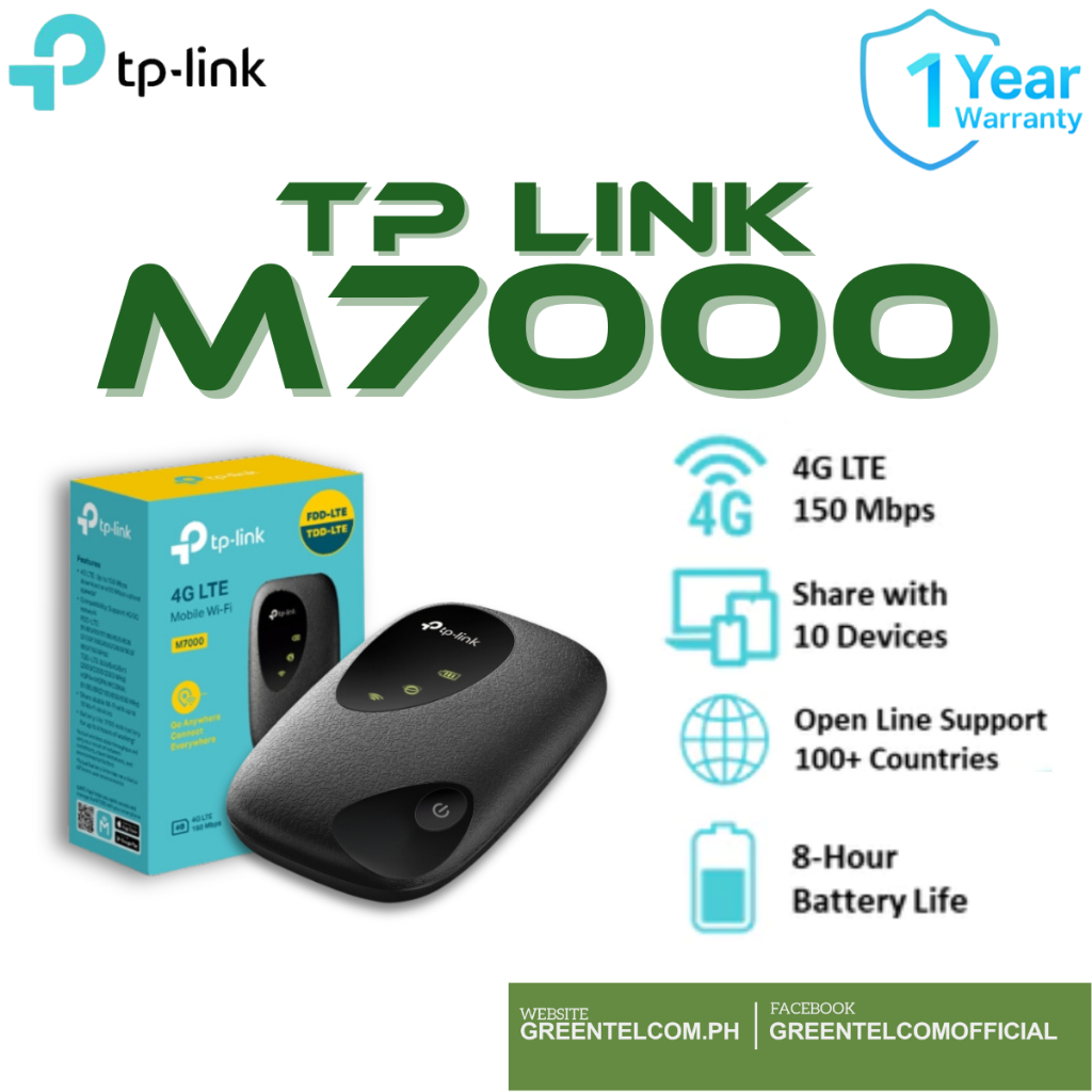 TP-Link | M7000 | 4G | LTE | Pocket Wi-Fi | 8 Hours Battery | 150Mbps | Mobile | WiFi | Openline ...