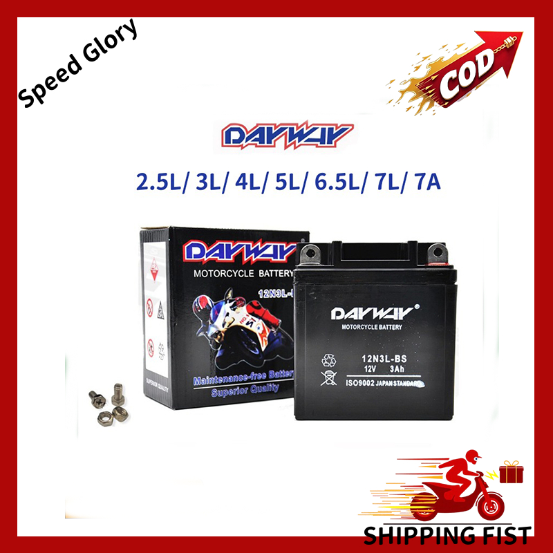 DAYWAY MOTORCYCLE BATTERY ALL SIZE 2.5L/ 3L/ 4L/ 5L/ 6.5L/ 7L/ 7A | Shopee Philippines