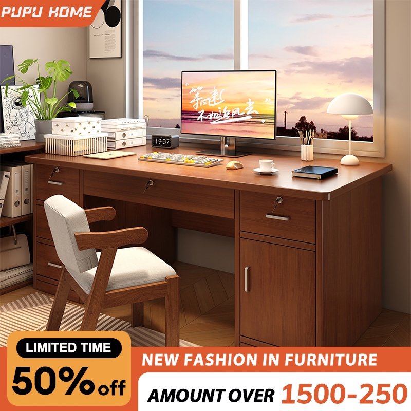 Computer Desk Home Simple Modern Desk With Drawer Cabinet Office Desk | Shopee Philippines