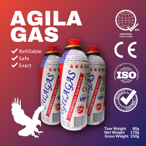 Full Refillable Premium LPG Gas Aluminum Canister Agila Gas 170g with ...
