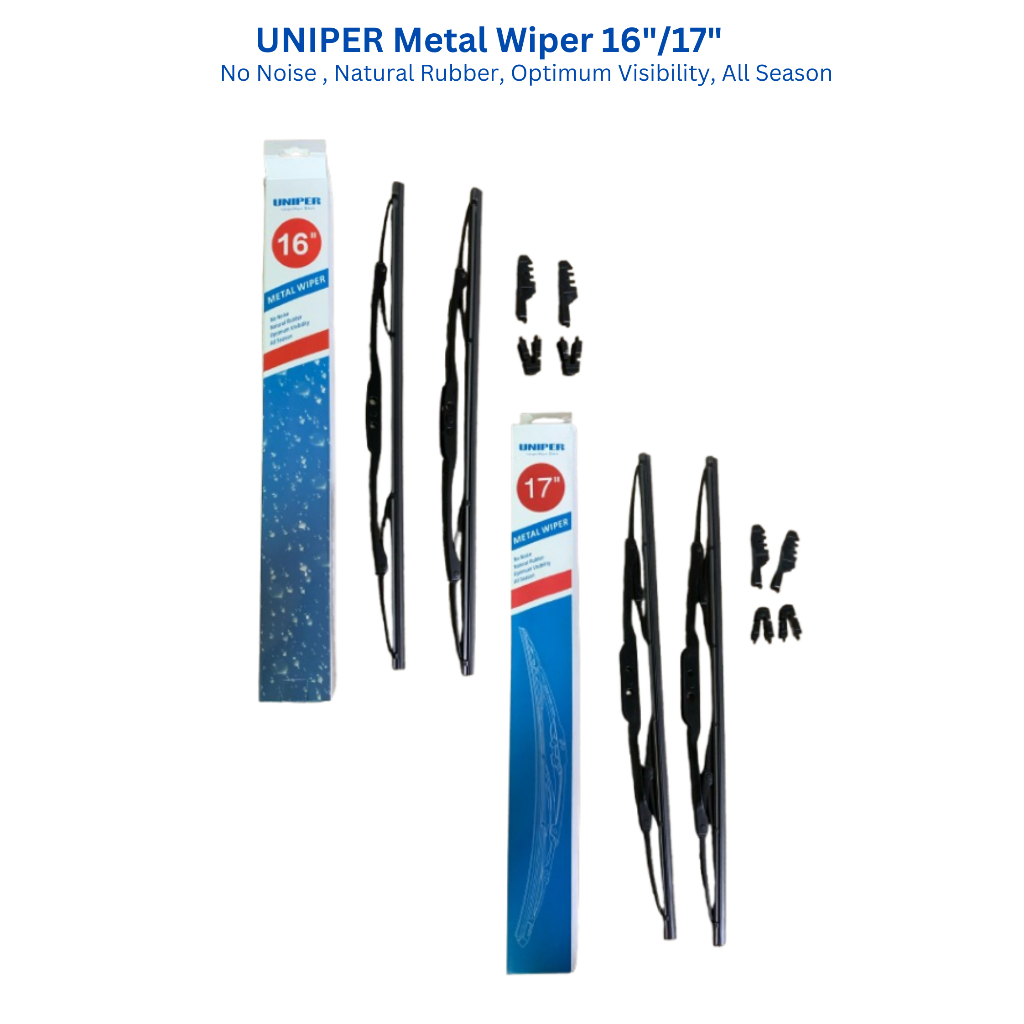 UNIPER Metal Wiper 16", 17", 19" , 26" No noise, Natural Rubber ...
