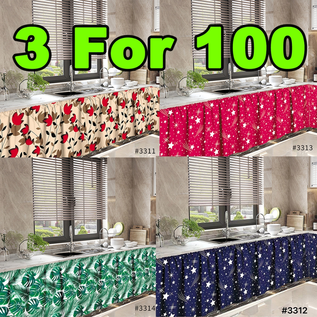 3 For 100 Short Curtain Pang Lababo Kitchen Curtain Sink Kurtina ...