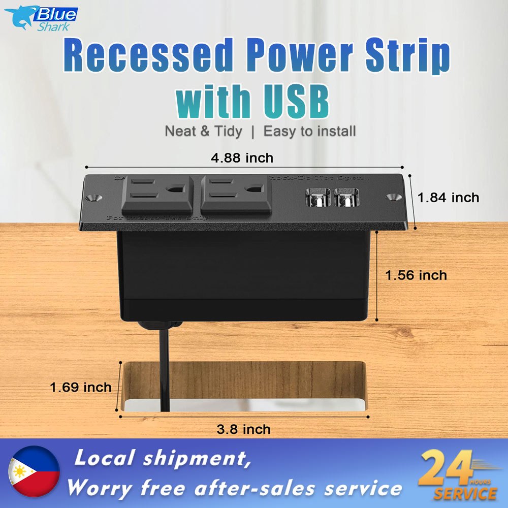 Hidden Socket Desk Extension Cord With USB 2 Ports 2 Outlets 2 Meters ...