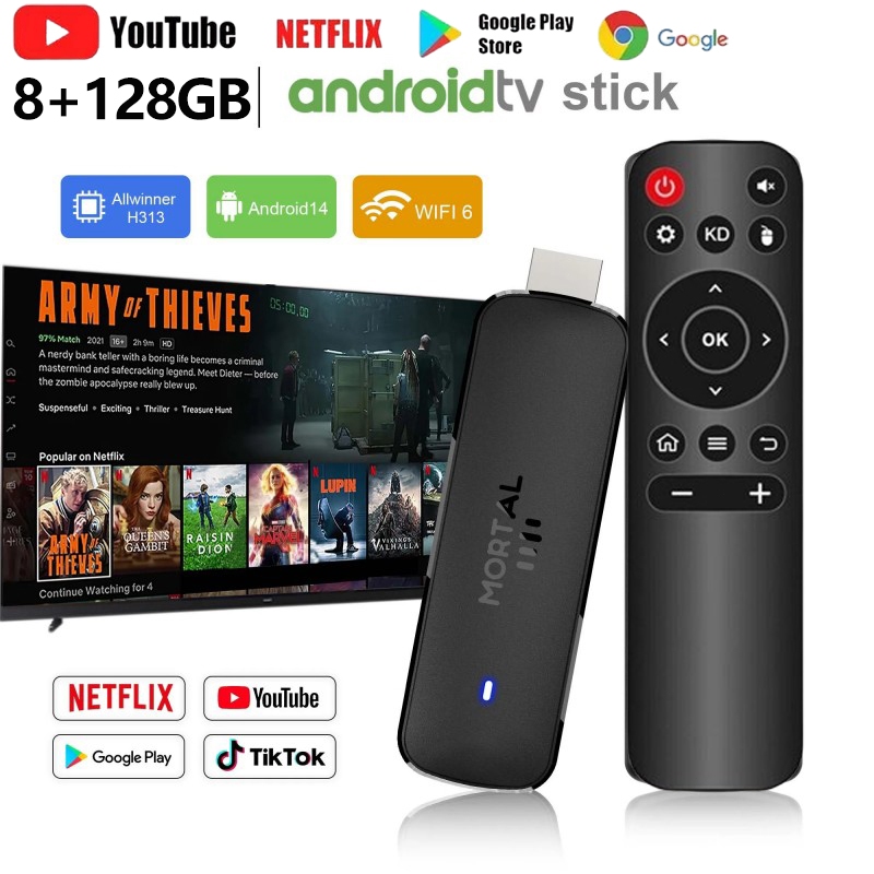 Mini TV Stick Android 8+128GB Support 8K Video Wifi 2.4/5G Quad Core ...