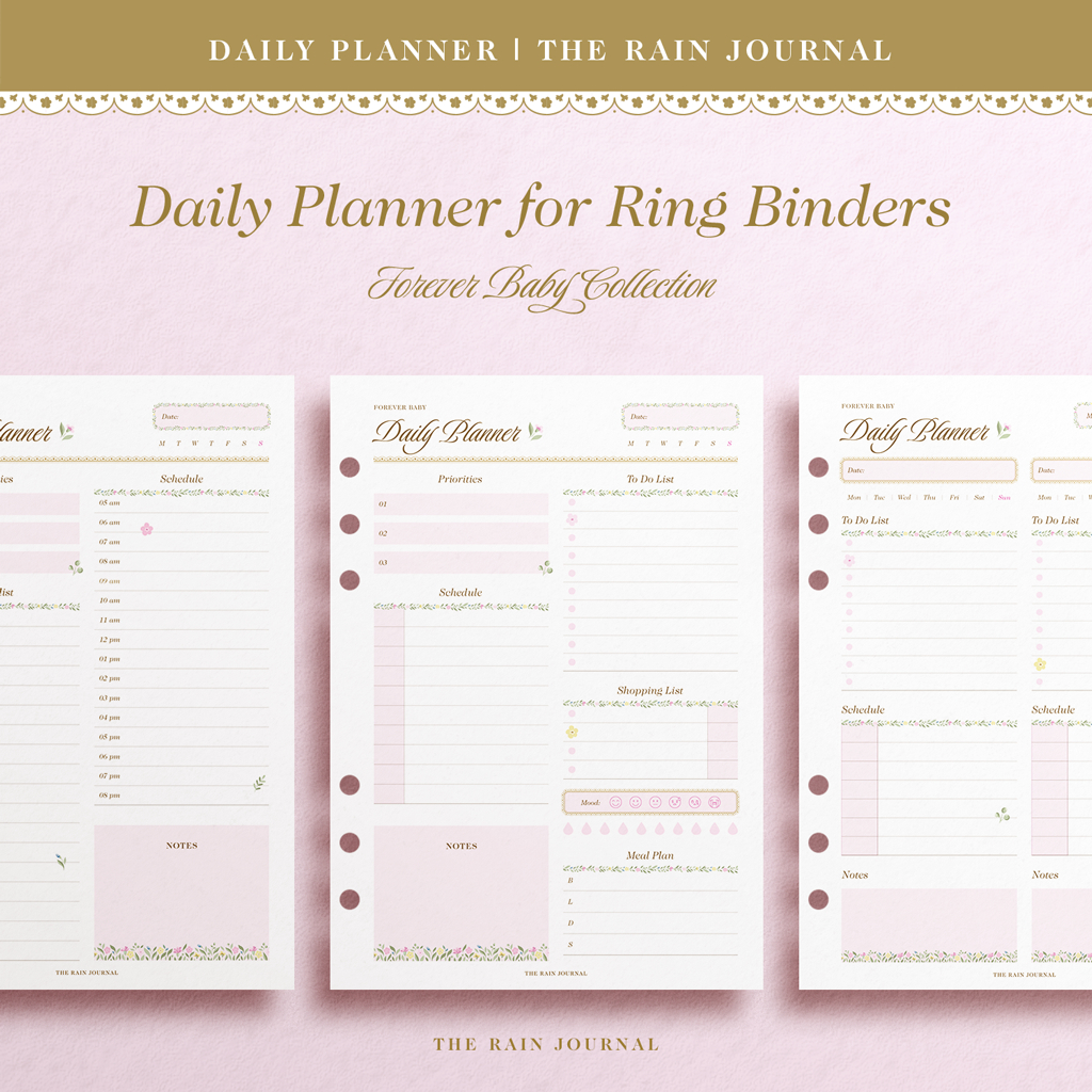 TRJ Daily Planner for Ring Binders in A5 and A6, Diary, Journal, Bullet ...