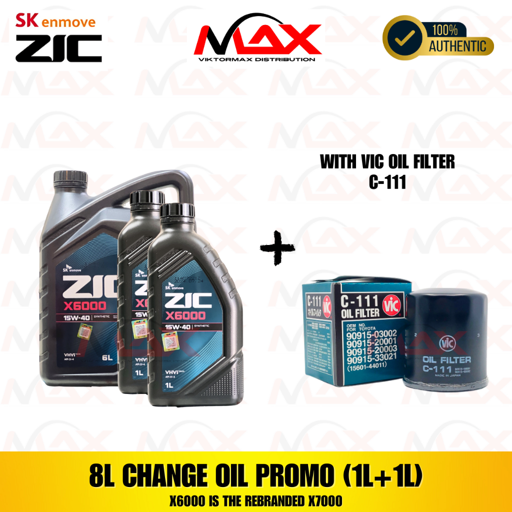 SK-ZIC 8 Liters X6000 15W-40 DSL with C-111 Vic Oil Filter Synthetic ...