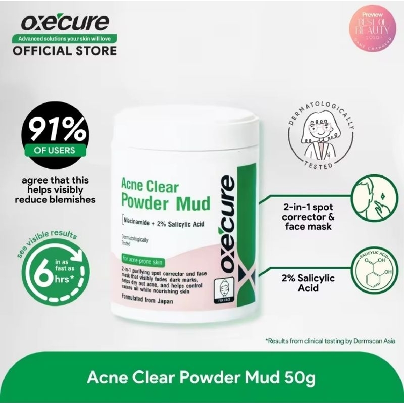 OXECURE Acne Clear Powder Mud 50g | Shopee Philippines