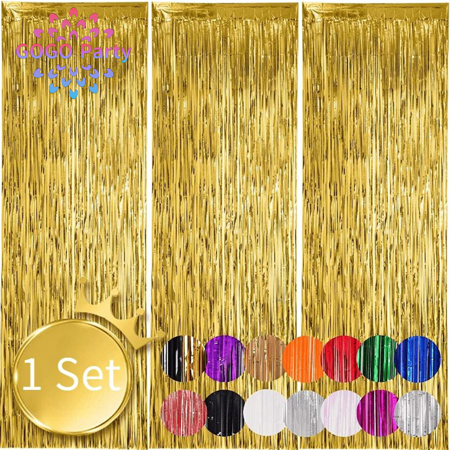 Metallic Fringe Party Streamers Vibrant Golden Foil Tinsel Backdrop for ...
