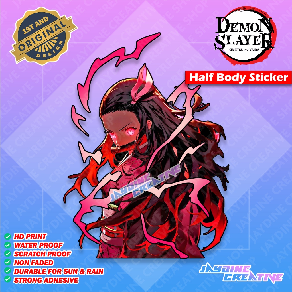 Demon Slayer Kamado Nezuko Half Body Sticker, Indoor Outdoor Vinyl ...