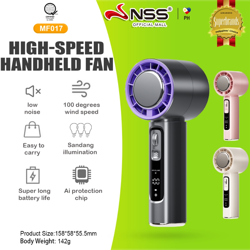 NSS Mini Portable Handheld Fan 100 Gear Turbo Mini Fan USB Rechargeable ...