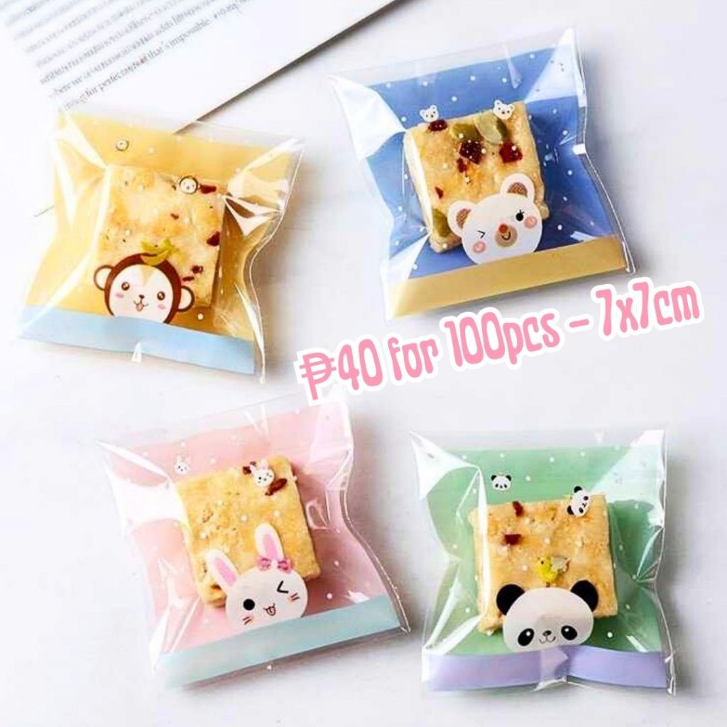 FP3123 (100PCS) 7x7 CM Kawaii Animals Candy Cookie Plastic Pastry Bag ...