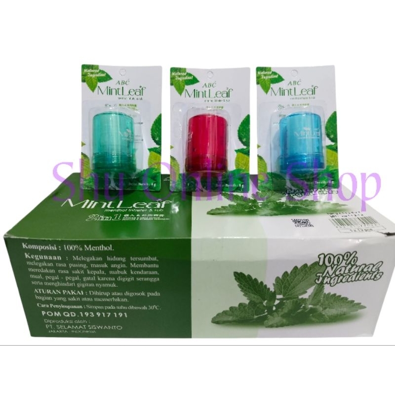 ABC MintLeaf menthol Inhaler &Run 8g RANDOM COLOR | Shopee Philippines