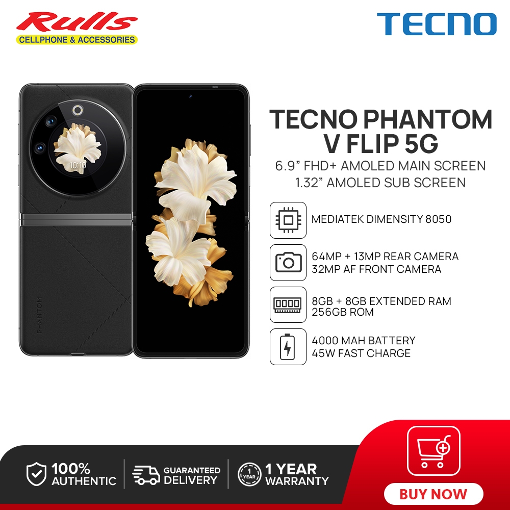 Tecno Phantom V Flip 5G Smartphone | 8GB+8GB Extended RAM + 256GB ROM ...
