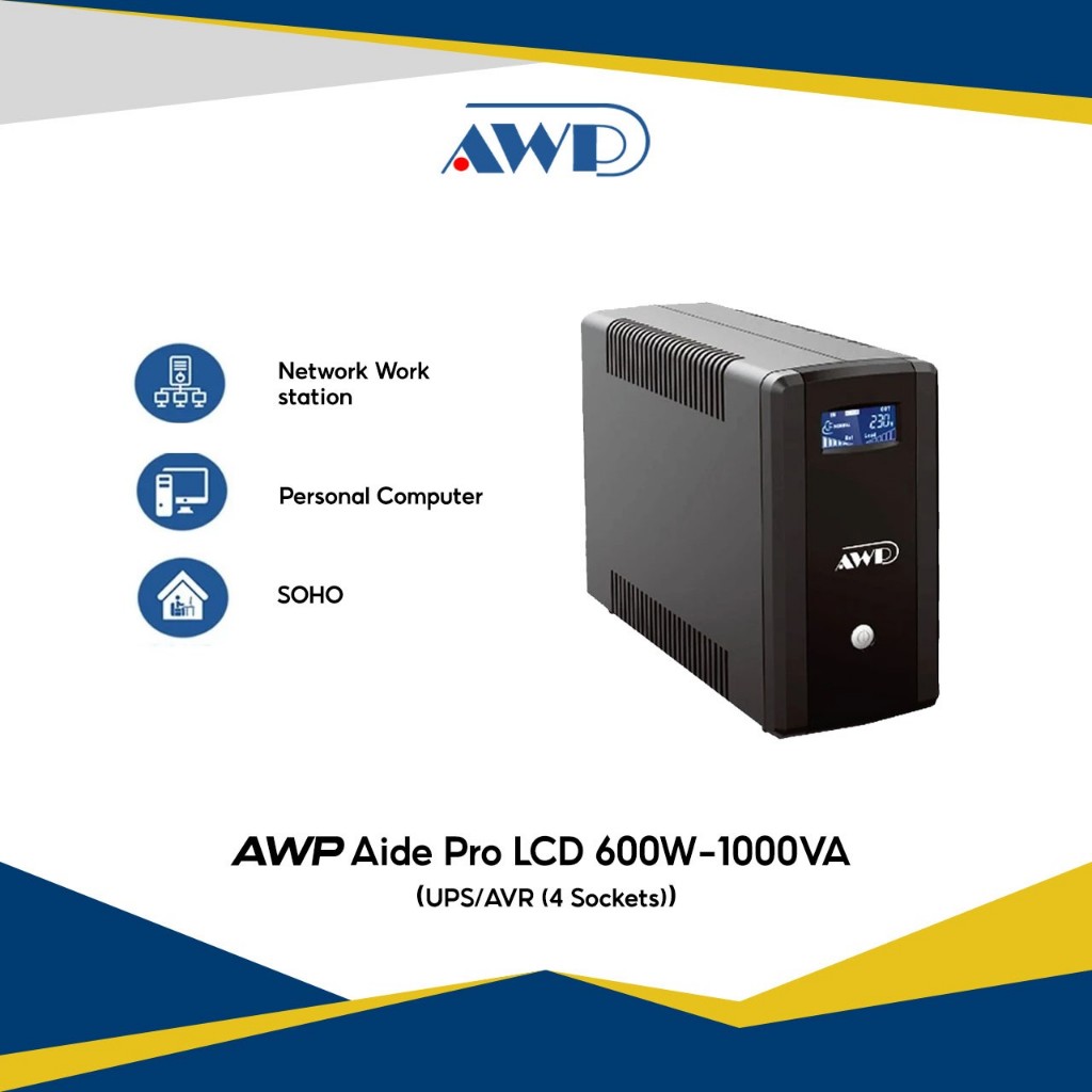 AWP Aide Pro LCD 900W-1500VA UPS with AVR Uninterruptible Power Supply ...