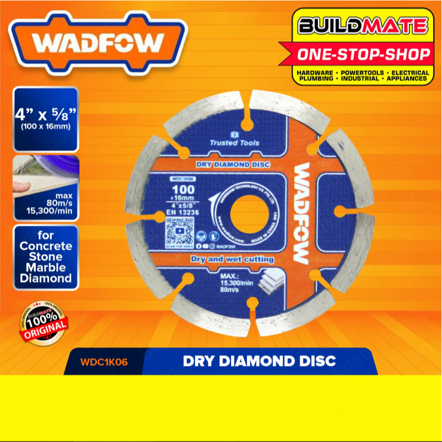 Buildmate x WADFOW Dry Diamond Disc 4" Inch 100mm Dry & Wet Cutting ...