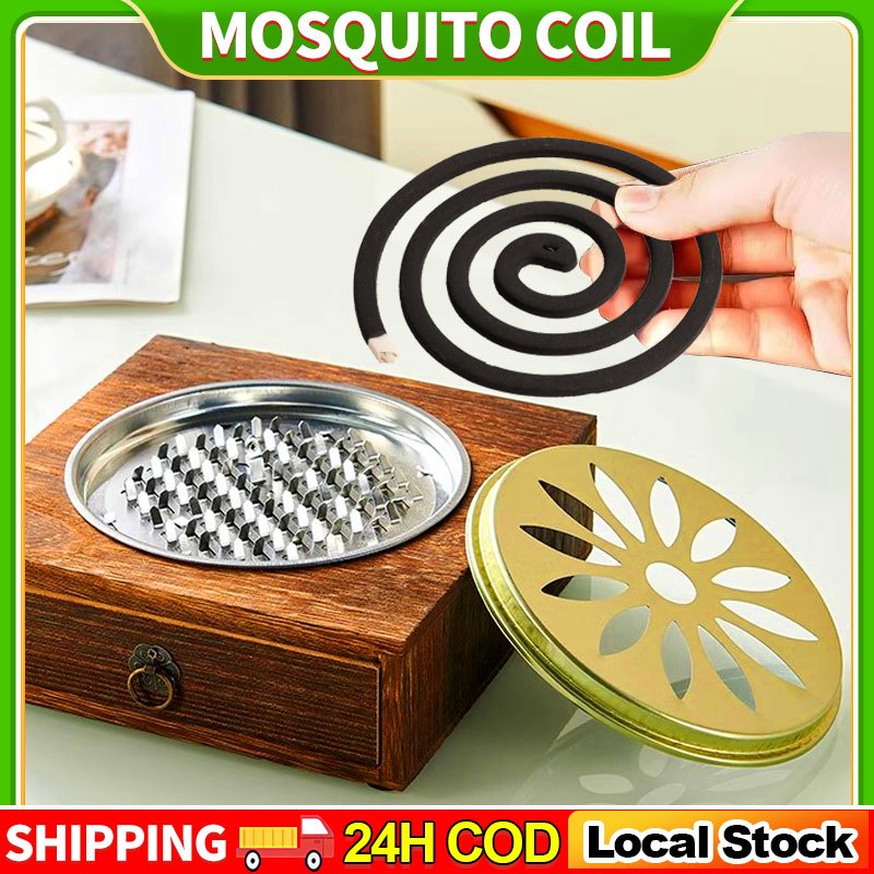 Home Steel Mosquito Coil Tray W/Cover Fire-proof Mosquito Coil Box ...