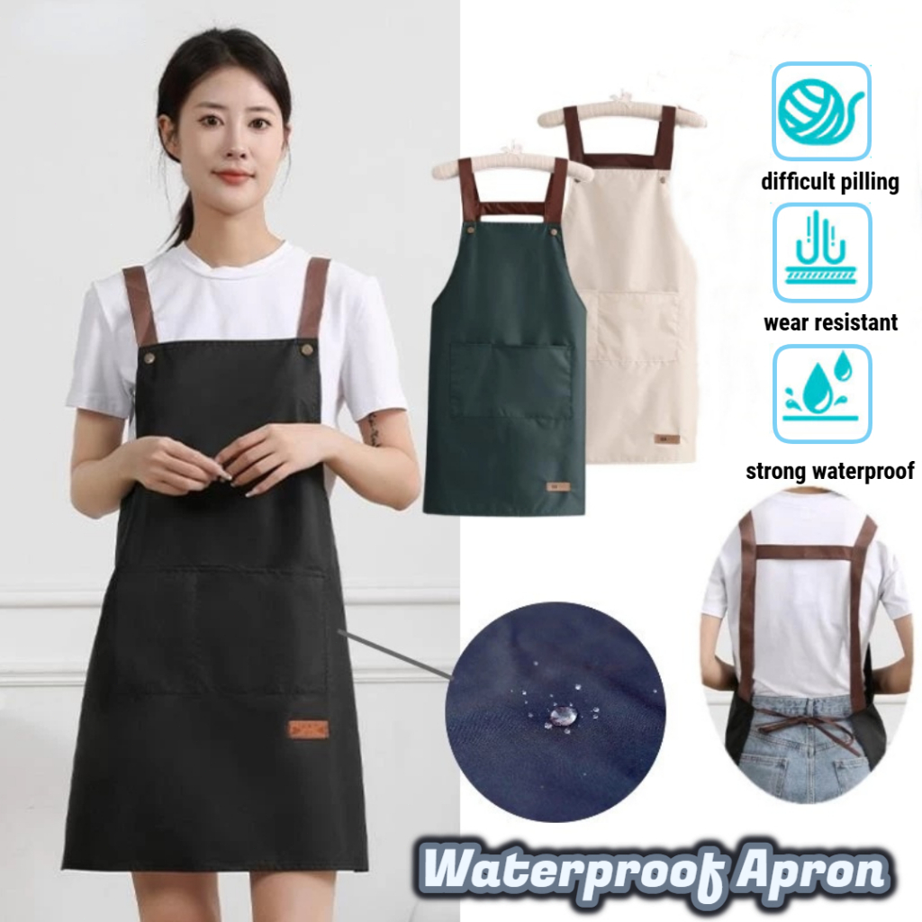【Luxe】Kitchen Waterproof Apron Coffee Shop Barber Working Bib Kitchen ...