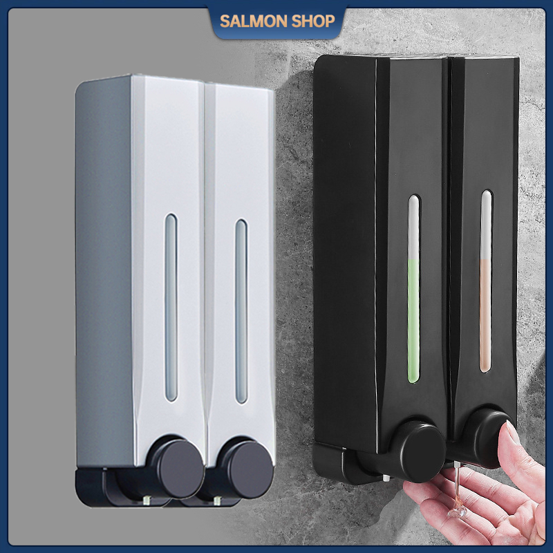 500ml Double-headed Liquid Soap Dispenser Wall Mounted Manual Shower Shampoo Soap Ddispenser ...