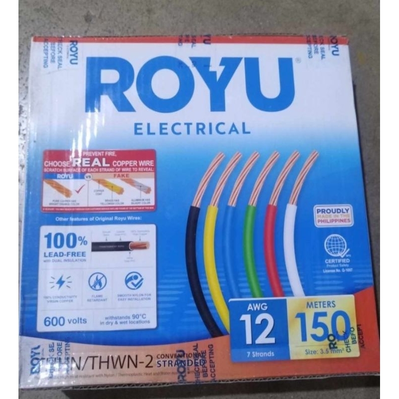 per meter original royu thhn/thwn stranded wire per meter :14/7 , 12/7 ...