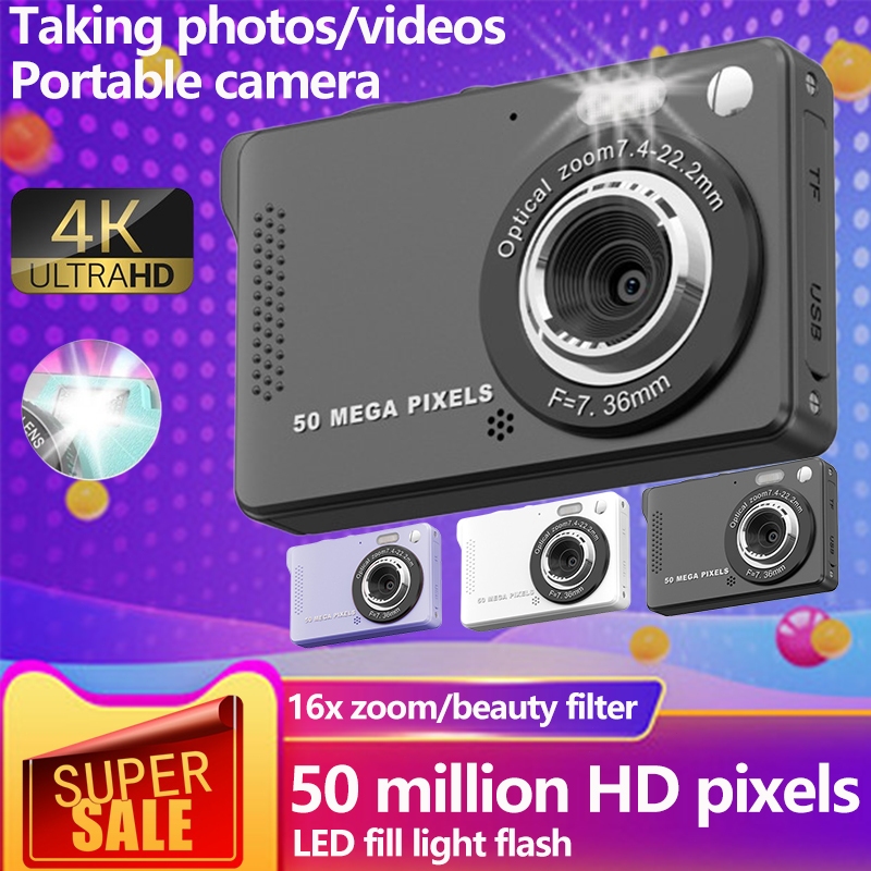 4K Digital Camera Retro CCD Portable Card Vlogging Dual Camera Flash 50 ...