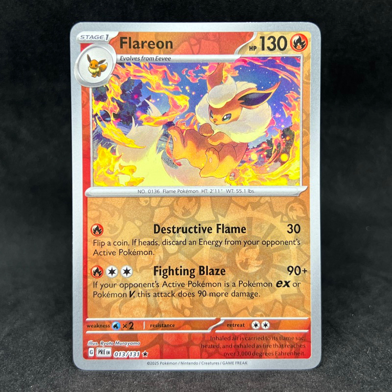 Pokemon TCG Flareon Reverse Holo Rare 013/131 2025 Scarlet & Violet ...