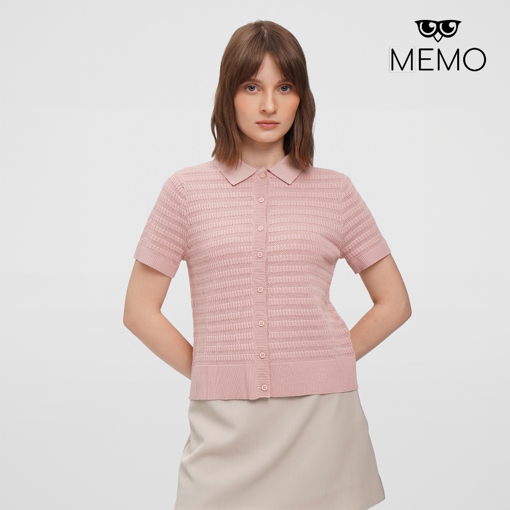 Memo Textured Polo (Blush) | Shopee Philippines