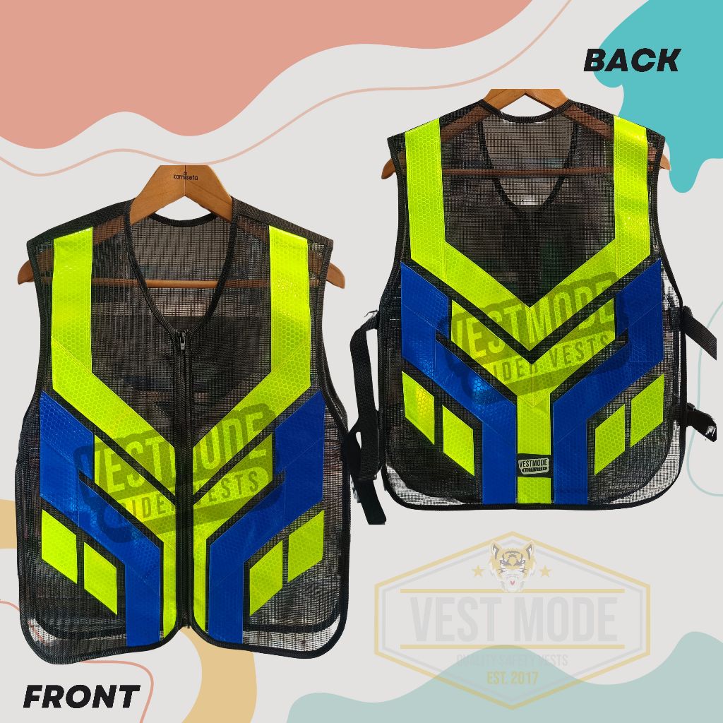 VT84 Motorcycle Rider Reflectorized Reflective Safety Jacket Vest Mode ...