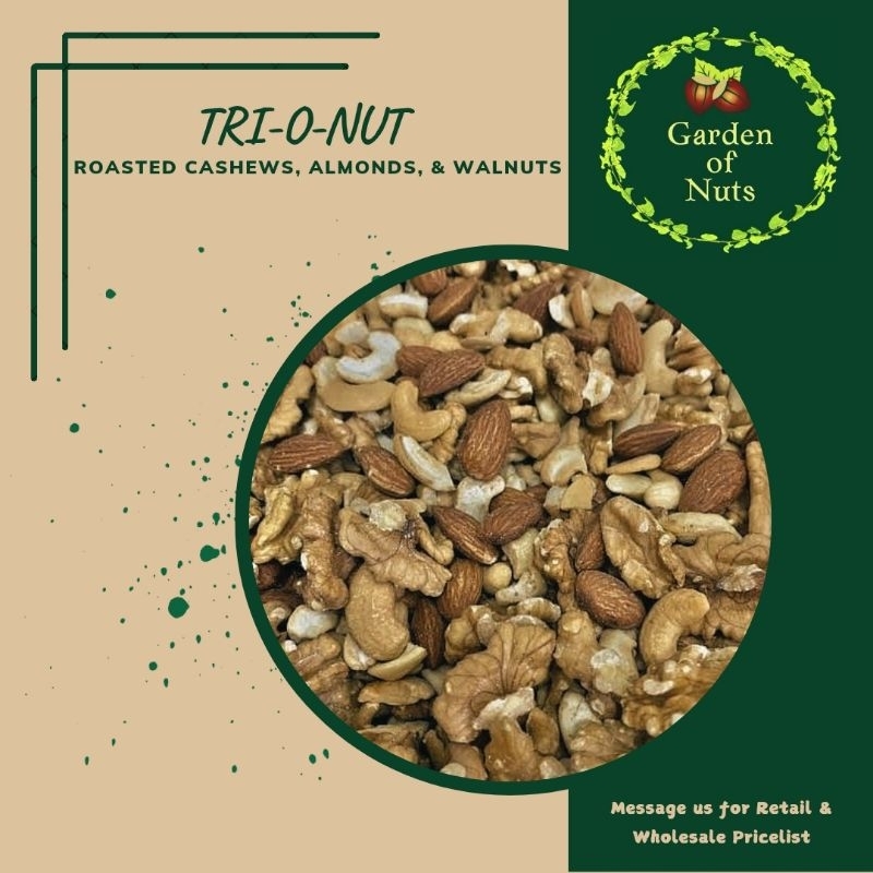 Garden of Nuts - TRI-O-NUT (Roasted Cashews, Almonds & Walnuts ...