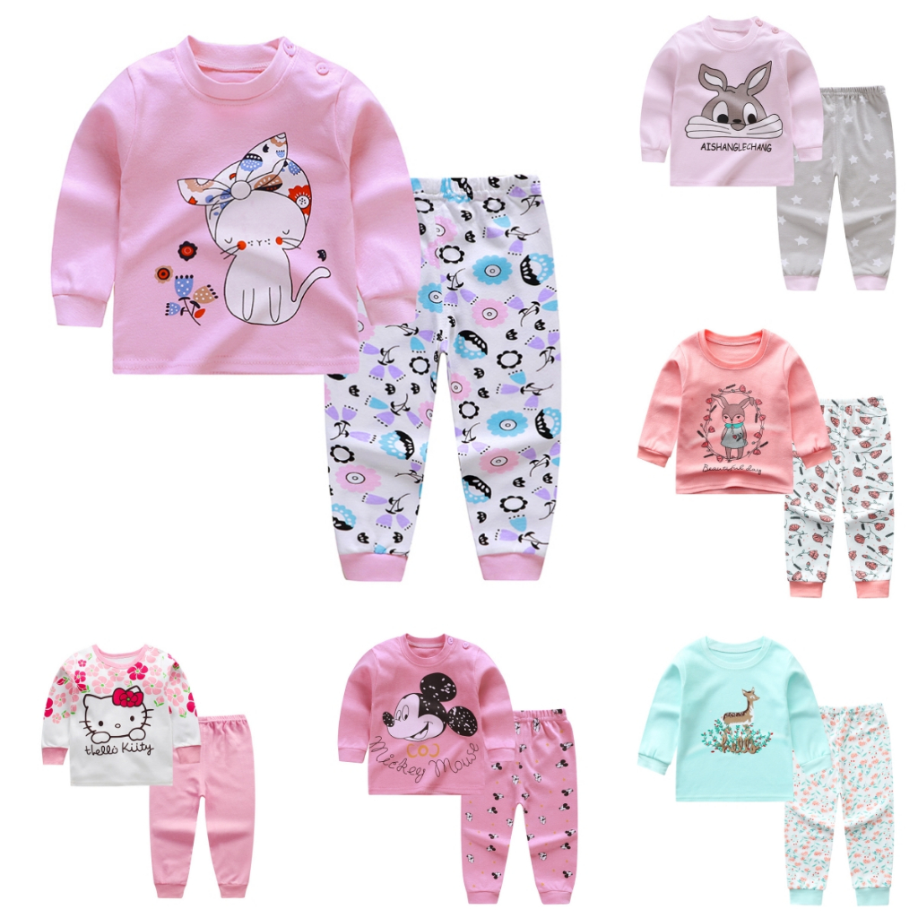 Ready Stock 0-5yrs Baby Girls Korean Style Pajamas Kids Cotton ...