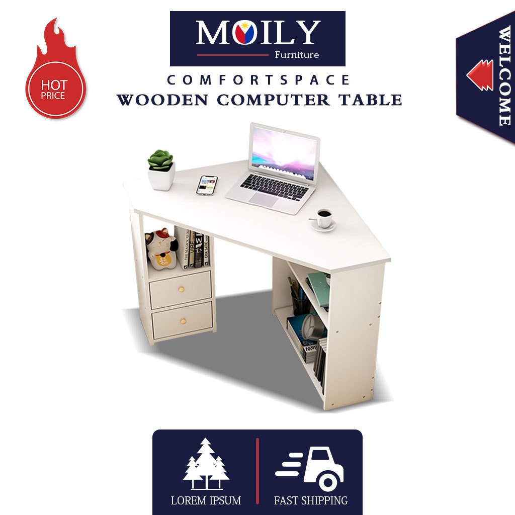Corner wooden computer desk, TV desk, triangular study desk, simple and ...