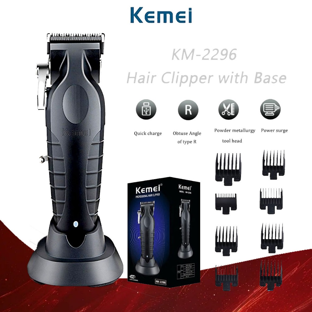 Kemei USB Rechargeable Electric Hair Clipper Razor KM-2296 Professional Cordless Hair Clippers ...