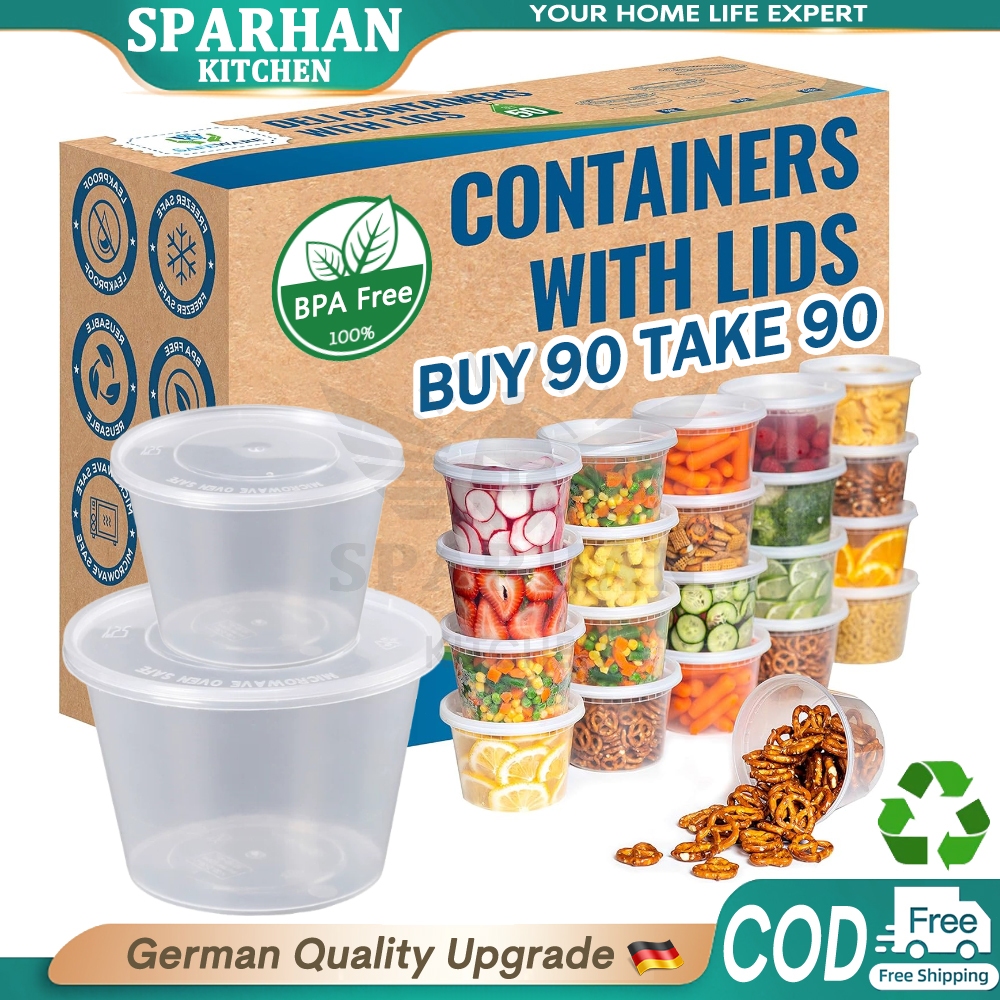 【BUY 90 TAKE 90】Round Microwavable Food Container Disposable Plastic ...