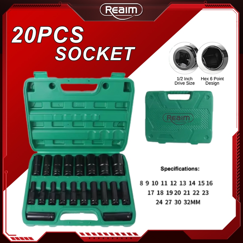 REAIM 20/10 PCS socket wrench set tools caliber 1/2'' for motorcycle ...