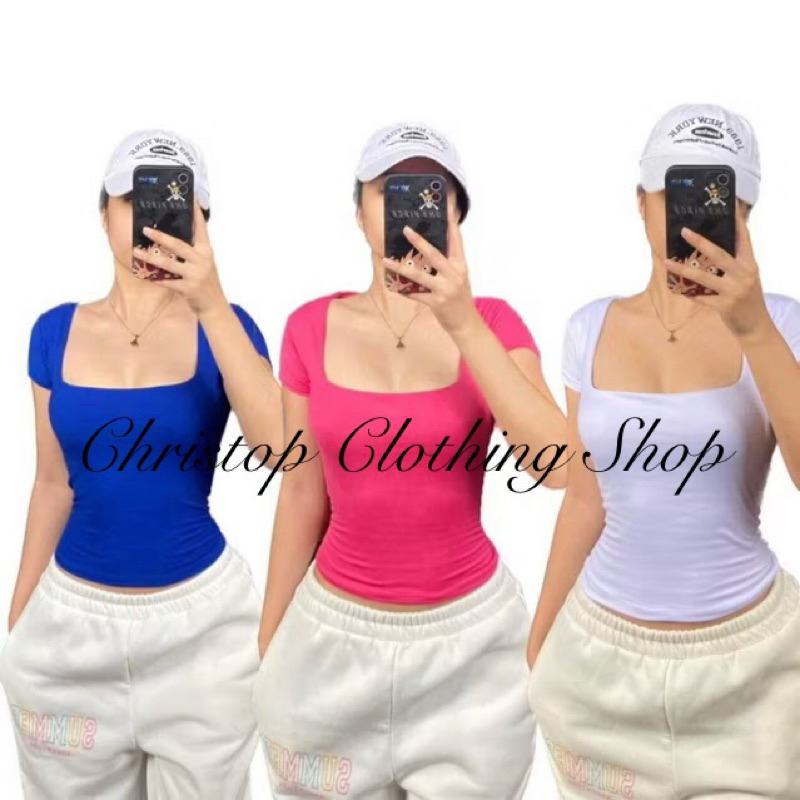 SQUARE NECK DOUBLE LINING FULL LENGTH TOPS BLOUSE WOMENSWEAR COTTON ...