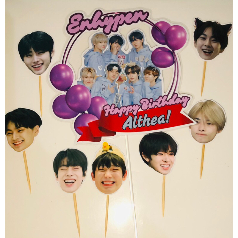 ENHYPEN Birthday Cake & Cupcake Topper Set – Laminated 7 Members Photo ...