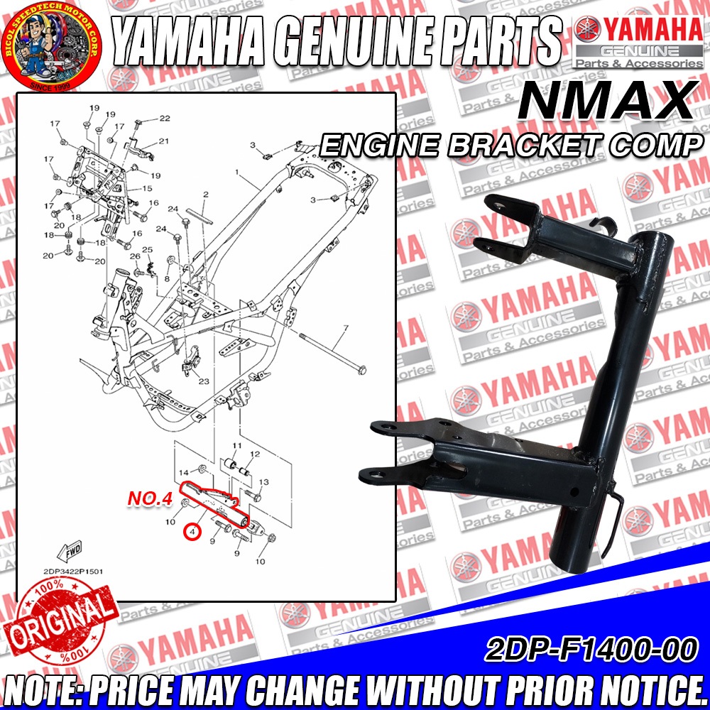 YAMAHA NMAX V1 ENGINE BRACKET COMP (YGP) (GENUINE: 2DP-F1400-00 ...