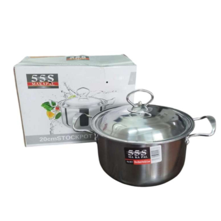 555 Stock Pot Stainless Cover With Double Handle Makapal 20cm 4011 ...