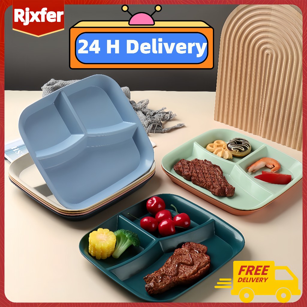 RJXFER 6 Colour Household Tableware Tray One Person Food Dividing Plate ...
