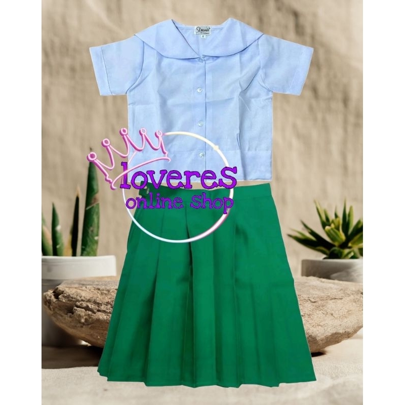 2 in 1set School Uniform Blouse and PaldA GREEN | Shopee Philippines