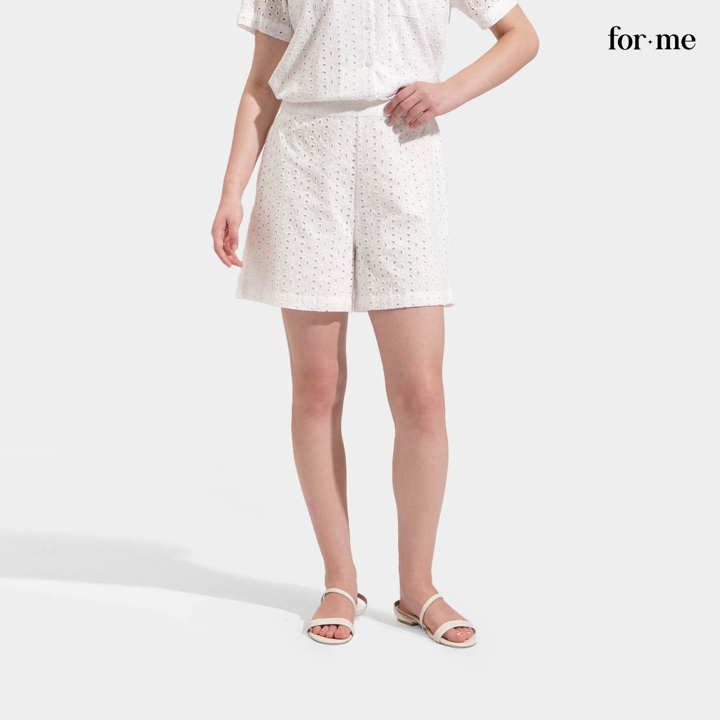 ForMe Eyelet Shorts For Women (Off White) | Shopee Philippines