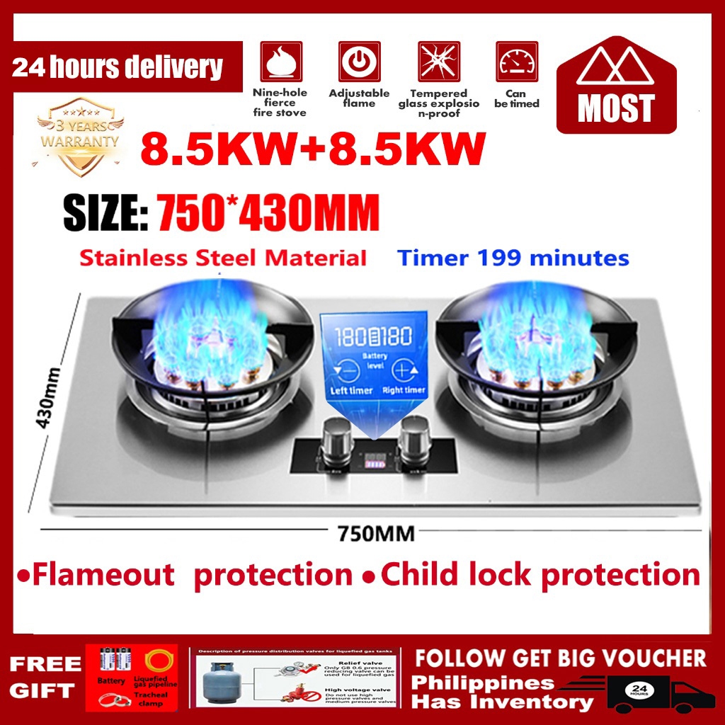 Gas stove double burner household double head embedded desktop gas ...